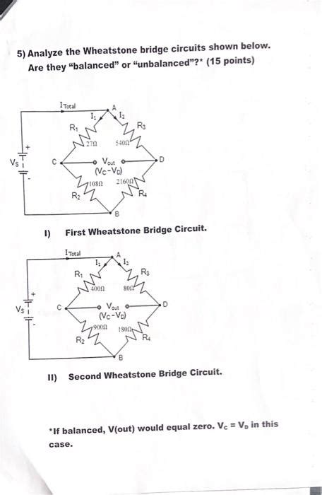 Solved 5 Analyze The Wheatstone Bridge Circuits Shown