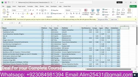Yo22 Excel Ch06 Assessment Video Game Sales Yo22 Excel Ch06 Assessment Video Game Sales Youtube