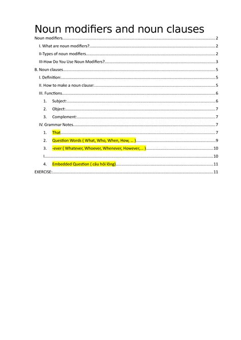 Noun Modifiers And Noun Clauses Group 2 Noun Modifiers And Noun