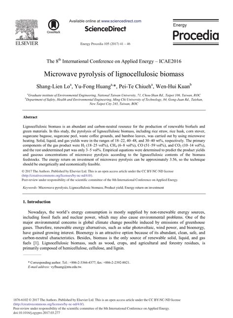 PDF Microwave Pyrolysis Of Lignocellulosic Biomass