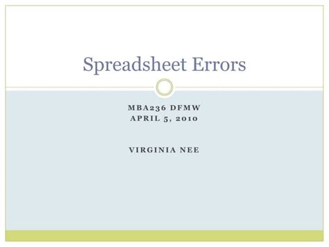 Spreadsheet Errors Ppt