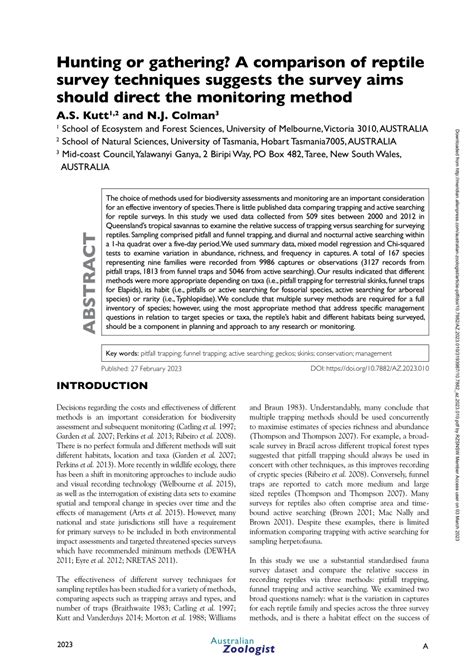 Pdf Hunting Or Gathering A Comparison Of Reptile Survey Techniques Suggests The Survey Aims