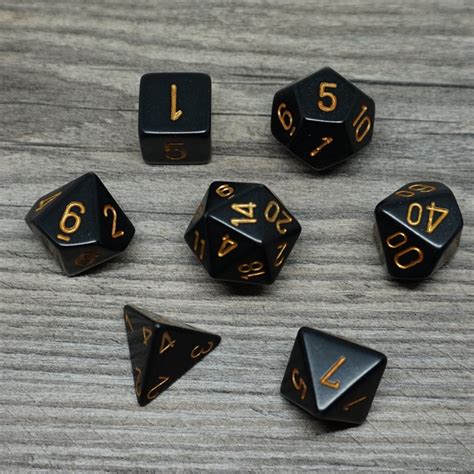Chessex Opaque Blackgold Polyset Dungeons And Dice
