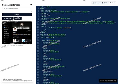 Screenshot To Code 图片转代码工具 基于gpt 4 A姐分享