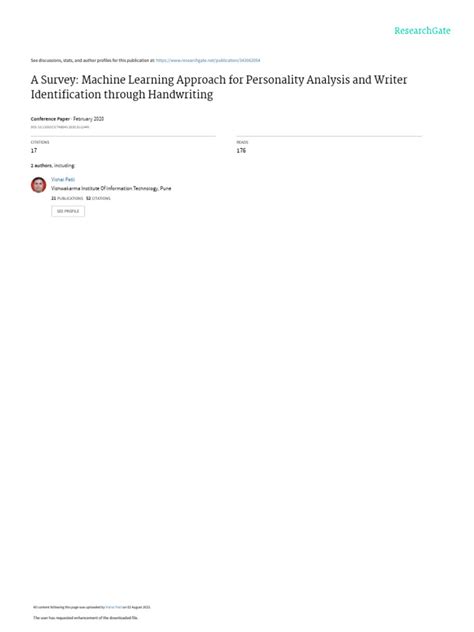 A Survey Machine Learning Approach For Personality Analysis And Writer