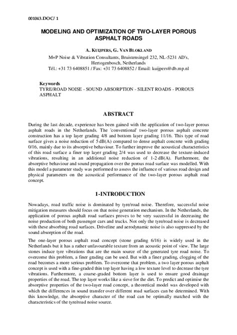 Pdf Modeling And Optimization Of Two Layer Porous Asphalt Roads