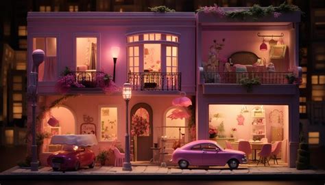 Premium Ai Image Barbie Style The Tiny Doll House On The Street In The Style Of Atmosphere Of