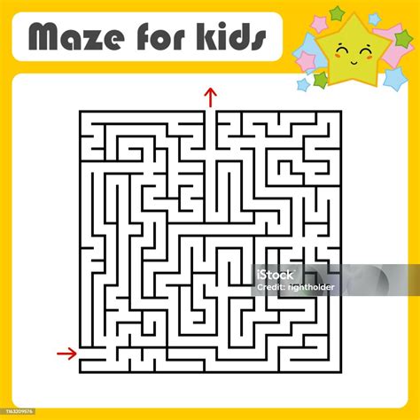 추상 사각형 미로입니다 아이 워크 시트 활동 페이지 어린이를위한 게임 퍼즐 귀여운 만화 스타입니다 미로 수수께끼 벡터 그림입니다 0명에 대한 스톡 벡터 아트 및 기타 이미지