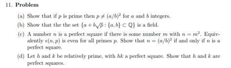 Solved Problem A Show That If P Is Prime Then P A B 2 Chegg Com