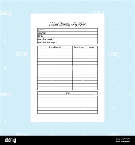 Metal Detecting Notebook KDP Interior Digging Work Location And Item