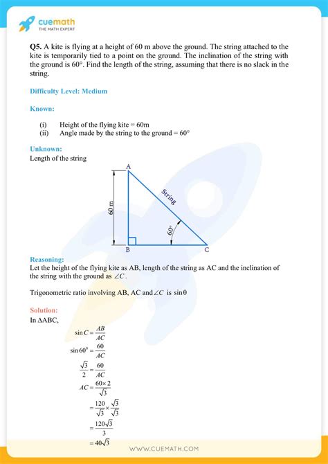 Ncert Solutions Class 10 Maths Chapter 9 Some Applications Of Trigonometry