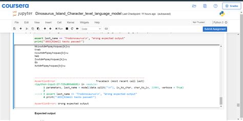 C5w1a2 Wrong Expected Output Model Function Sequence Models