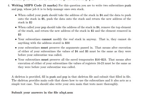 4 Writing Mips Code 5 Marks For This Question You