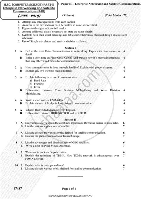 Enterprise Networking And Satellite Communication 2018 2019 Master Of Science In Computer