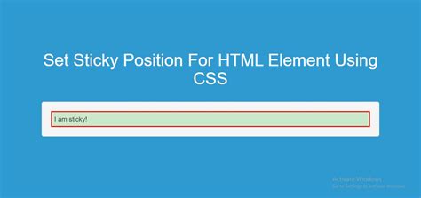 How To Set Sticky Position For Html Element Using Css