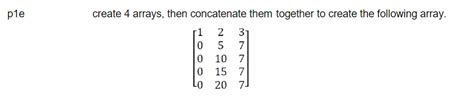 Solved Reate 4 Arrays Then Concatenate Them Together To