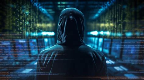 Premium Ai Image Hacker In Server Room With Back Towards Camera Crime