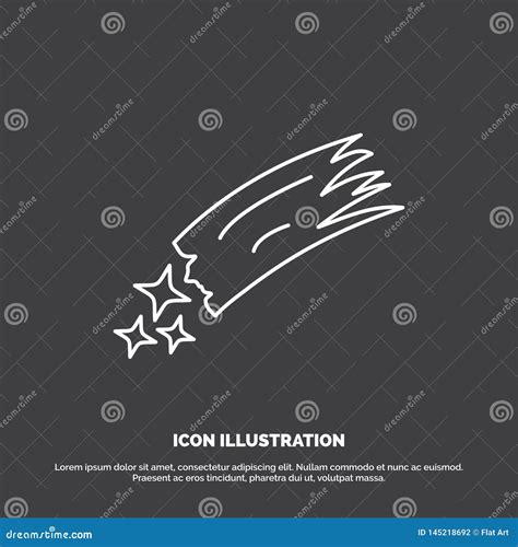 Asteroid Astronomy Meteor Space Comet Icon Line Vector Symbol For Ui And Ux Website Or