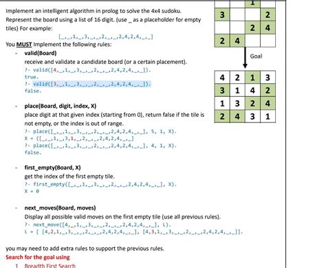 Solved I Need Help With A 4x4 Sudoku Code In Prolog From Chegg