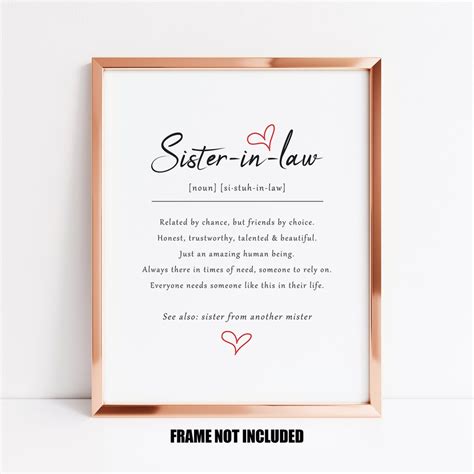Sister In Law Definition Print Sister In Law Sentimental T Sister