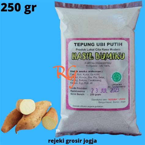 Jual Tepung Ubi Putih Organik Kemasan 250 Gram Tepung Umbi Putih 250 Gram Tepung Ubi Jalar 250