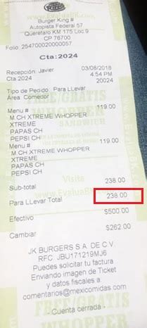 Facturación Burger King Como Facturar Tus Tickets De Burger King