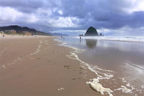 Cannon Beach Sea Foam And Haystack Rock Pacific Northwest Oregon