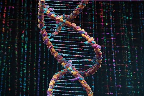Intricate Dna With Digital Matrix Premium Ai Generated Image