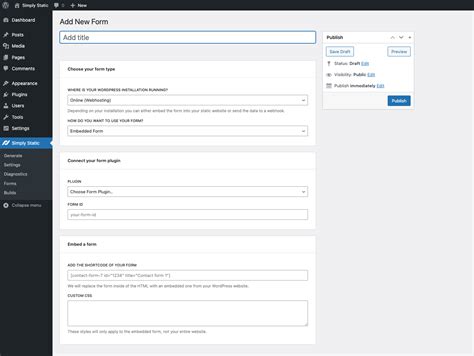 set up forms simply static documentation