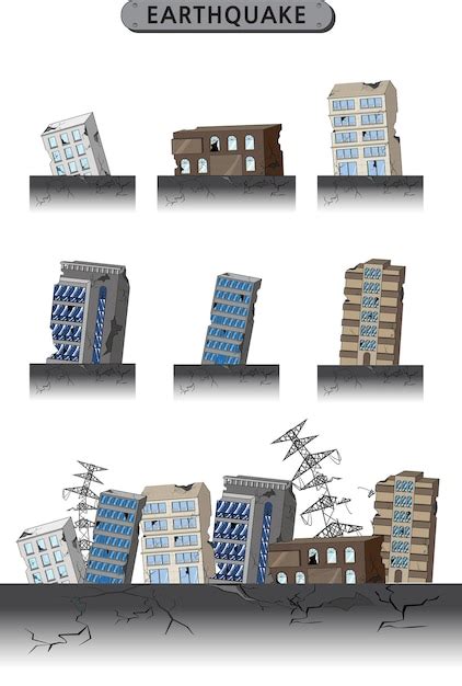 Edificios Derrumbados En Un Terremoto Vector Premium