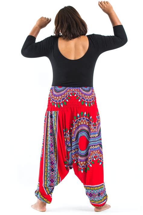 Plus Size Dashiki Prints 2 In 1 Jumpsuit Harem Pants In Red