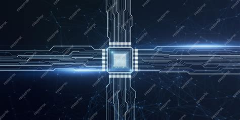 Premium Photo Creative Glowing Wide Chip Circuit Hologram On Dark Background Cpu And Metaverse