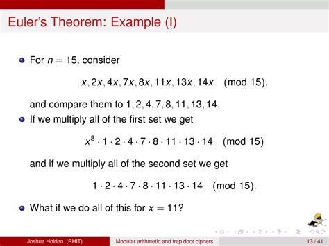 Modular Arithmetic And Trap Door Ciphers PPT
