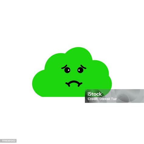 Emoticon Awan Hijau Dengan Mual Ikon Awan Emoji Hijau Ilustrasi