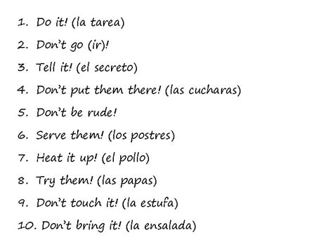 Affirmative And Negative Informal Commands Spanish 2 Sra