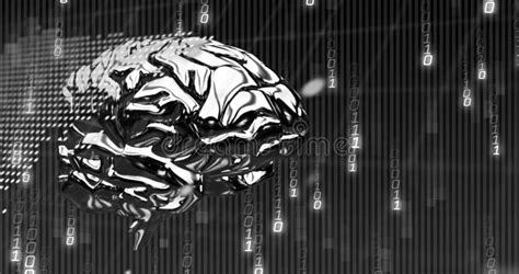 Composite Of Human Brain Binary Coding And Data Processing Stock
