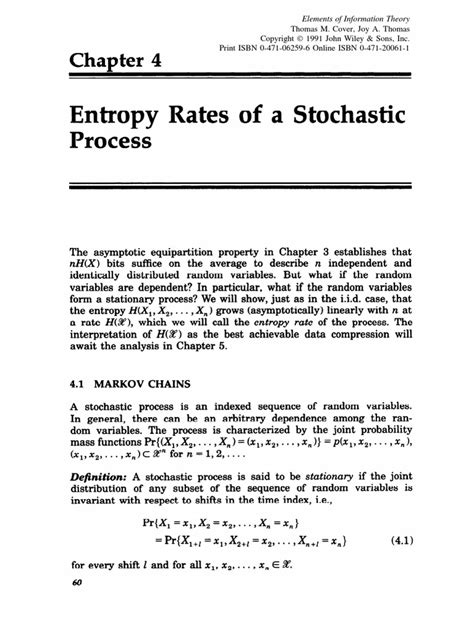 Entropy Rates Of A Stochastic Process Pdf Markov Chain Stochastic