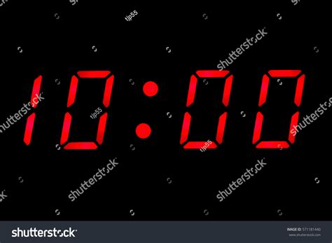 Digital Clock Closeup Displaying 1000 Oclock 스톡 일러스트 571181440
