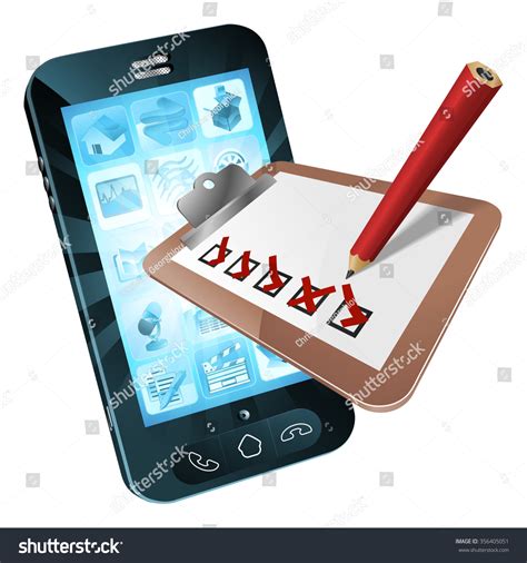 Mobile Phone Survey Concept Clipboard Ticks Stock Vector Royalty Free 356405051 Shutterstock