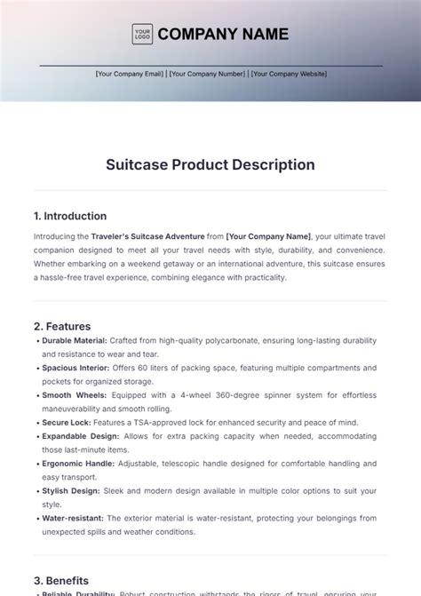 Free Product Description Templates And Examples Edit Online And Download