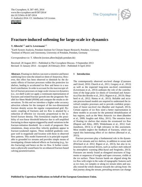 Pdf Fracture Induced Softening For Large Scale Ice Dynamics Dokumen