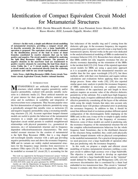 Pdf Identification Of Compact Equivalent Circuit Model For Metamaterial Structures