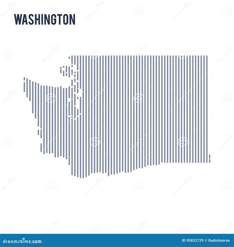 Vector Abstract Hatched Map Of State Of Washington With Vertical Lines Isolated On A White