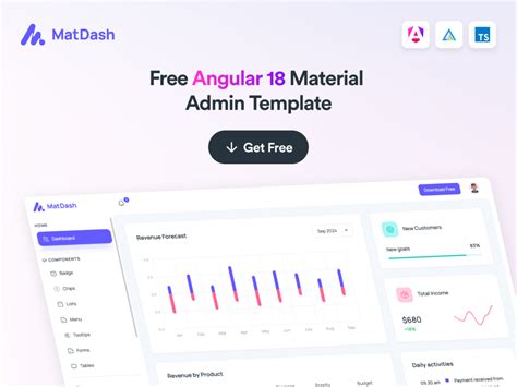 Matdash Free Angular Admin Dashboard Template