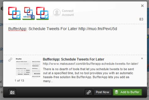 schedule and post updates for twitter facebook and linkedin with bufferapp [chrome]