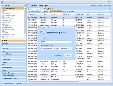 Saleslogix Group Explorer Customer Fx