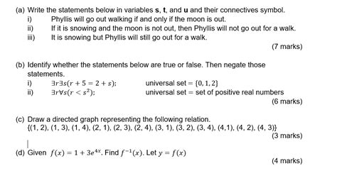 Solved A Write The Statements Below In Variables S T And Chegg Com