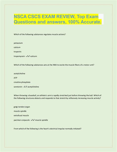 Nsca Cscs Exam Review Questions And Answers 20222023 Scholarfriends