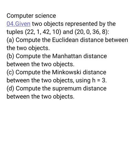 Solved Computer Science 04given Two Objects Represented By