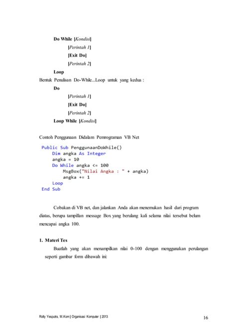 Part 6 Struktur Kontrol Di Visual Basic Net